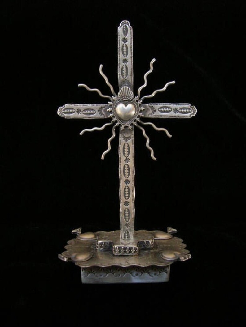 Corazón De Santa Fe Brooch Cross Wearable Art Precious Metal Sterling ...
