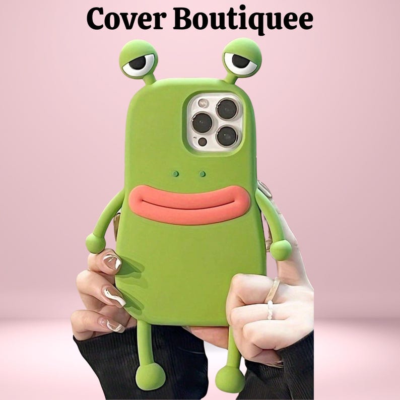 Cute 3D Frog iPhone Case – Funny Green Silicone Phone Cover With Eyes ...