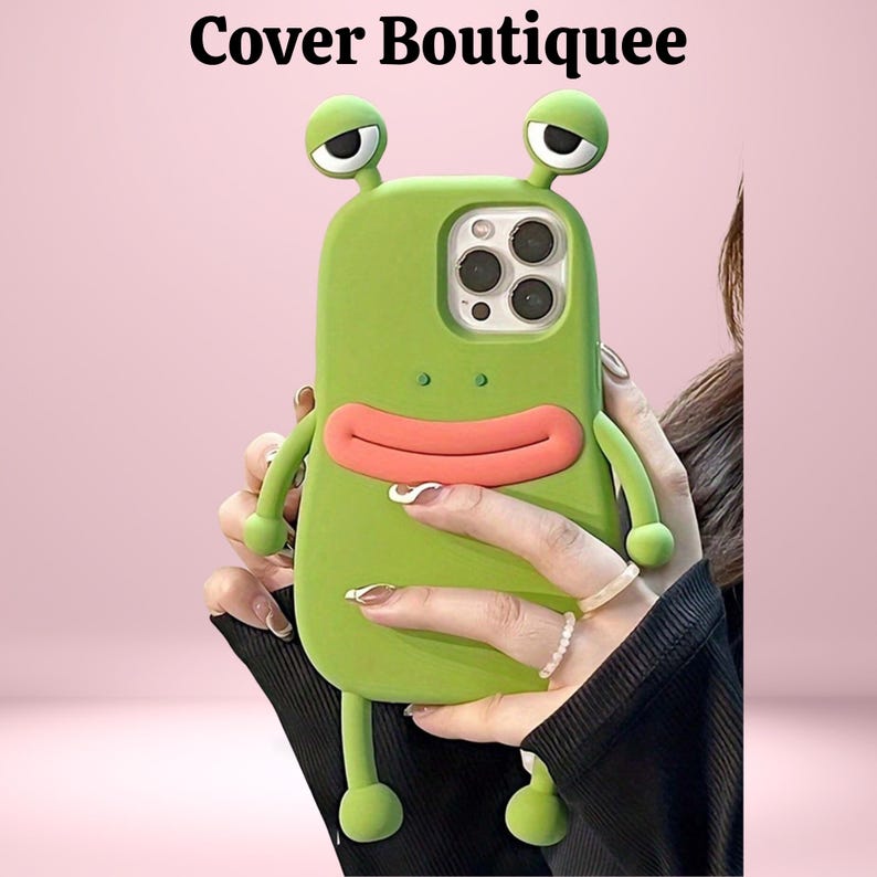 Cute 3D Frog iPhone Case – Funny Green Silicone Phone Cover With Eyes ...