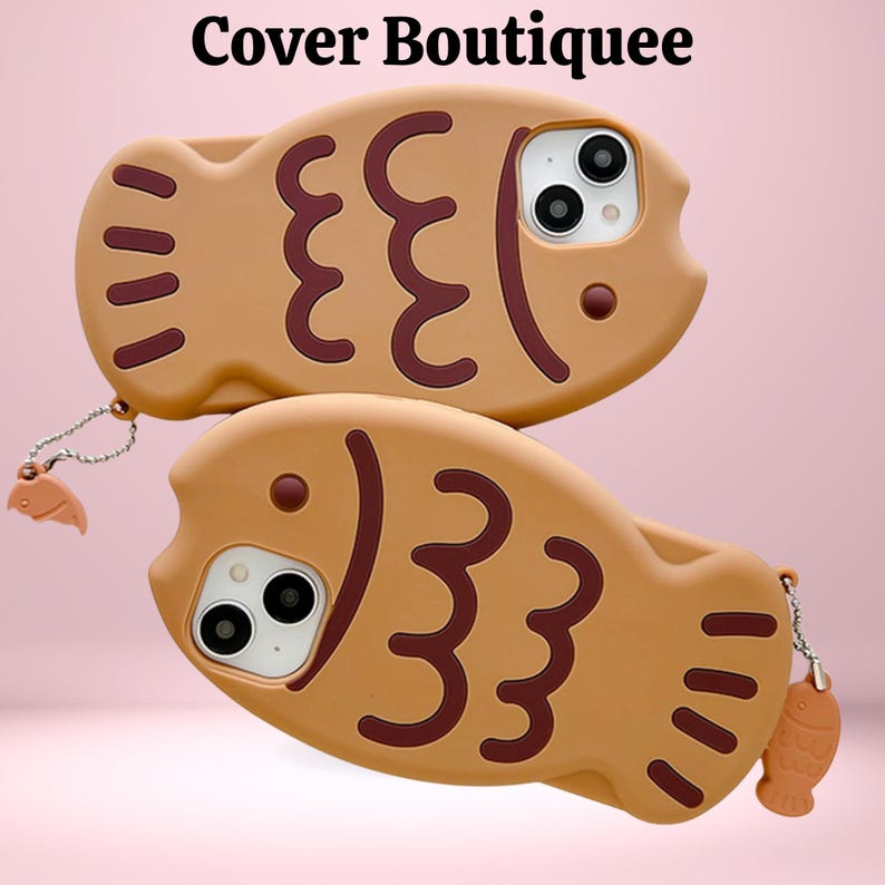 Cute Taiyaki Fish iPhone Case With Mini Charm, Soft Silicone Cartoon ...