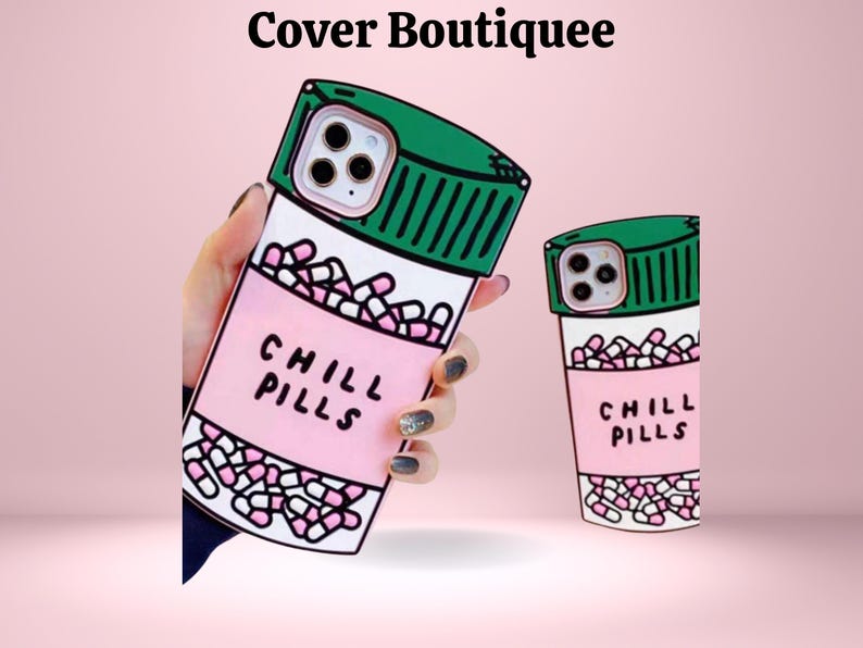 Chill Pills iPhone Case: 3D Cartoon Pill Bottle, Soft Silicone ...