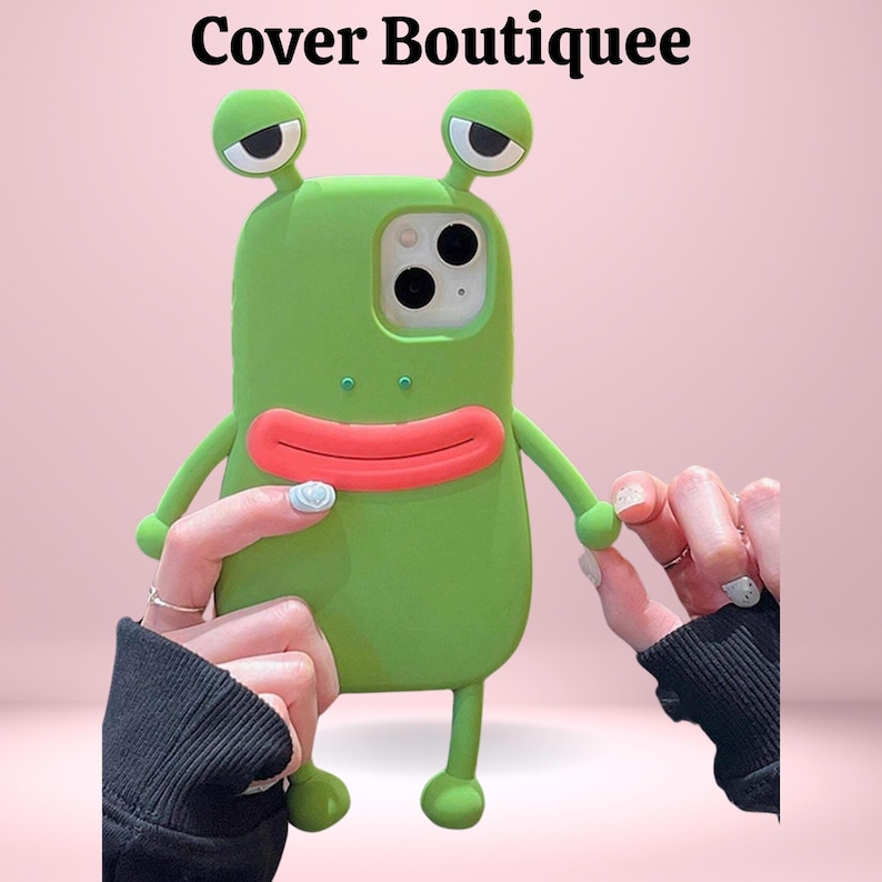 Cute 3D Frog iPhone Case – Funny Green Silicone Phone Cover With Eyes ...