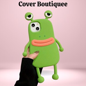 Cute 3D Frog iPhone Case – Funny Green Silicone Phone Cover With Eyes ...