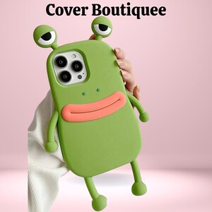 Cute 3D Frog iPhone Case – Funny Green Silicone Phone Cover With Eyes ...