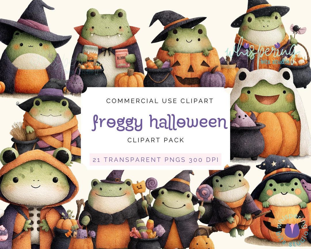 Froggy Halloween PNG, Frog PNG, Cute Frogs Art, Frog Lover Gift, Cute ...