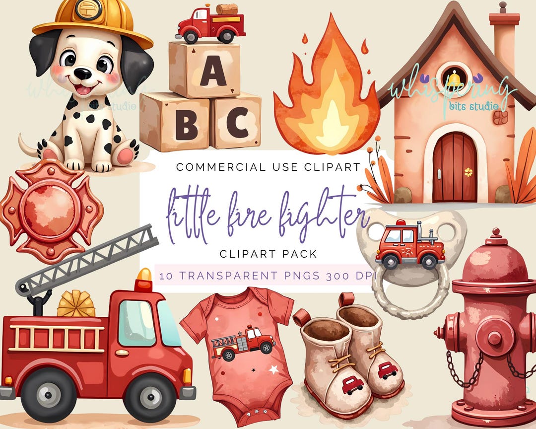Little Fire Fighter PNG, Cute Firefighter, Fire Truck Nursery Decor ...