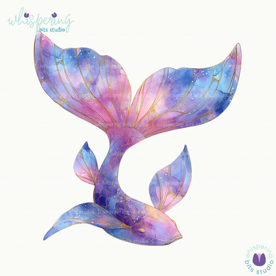 Iridescent Fishes Clipart, Watercolor Mermaid Fish PNG Set, Pastel ...