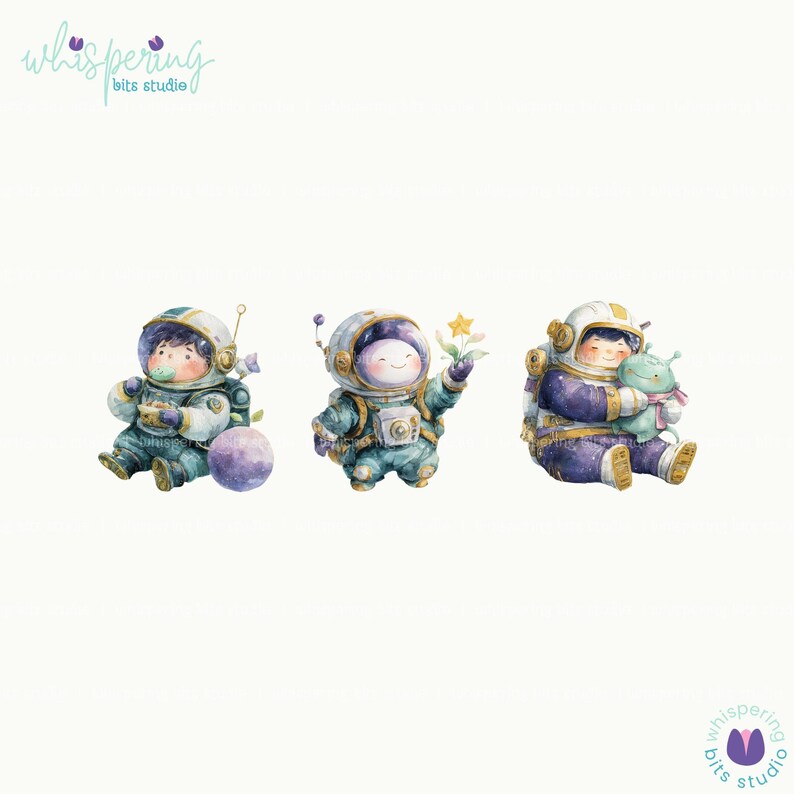 Watercolor Space Clipart Set, Cute Pastel Galaxy PNG, Kawaii Space ...
