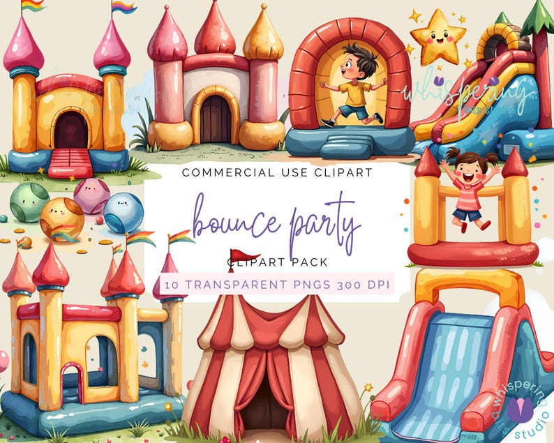 Bounce House Party PNG | Inflatable Bounce House Clipart | Kids ...