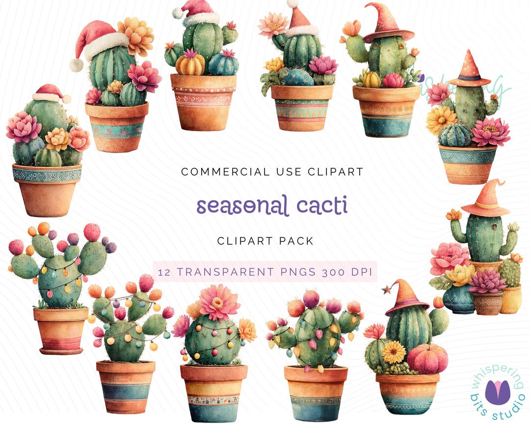 Seasonal Cacti PNG, Christmas Cactus Clipart, Halloween Cactus PNG ...