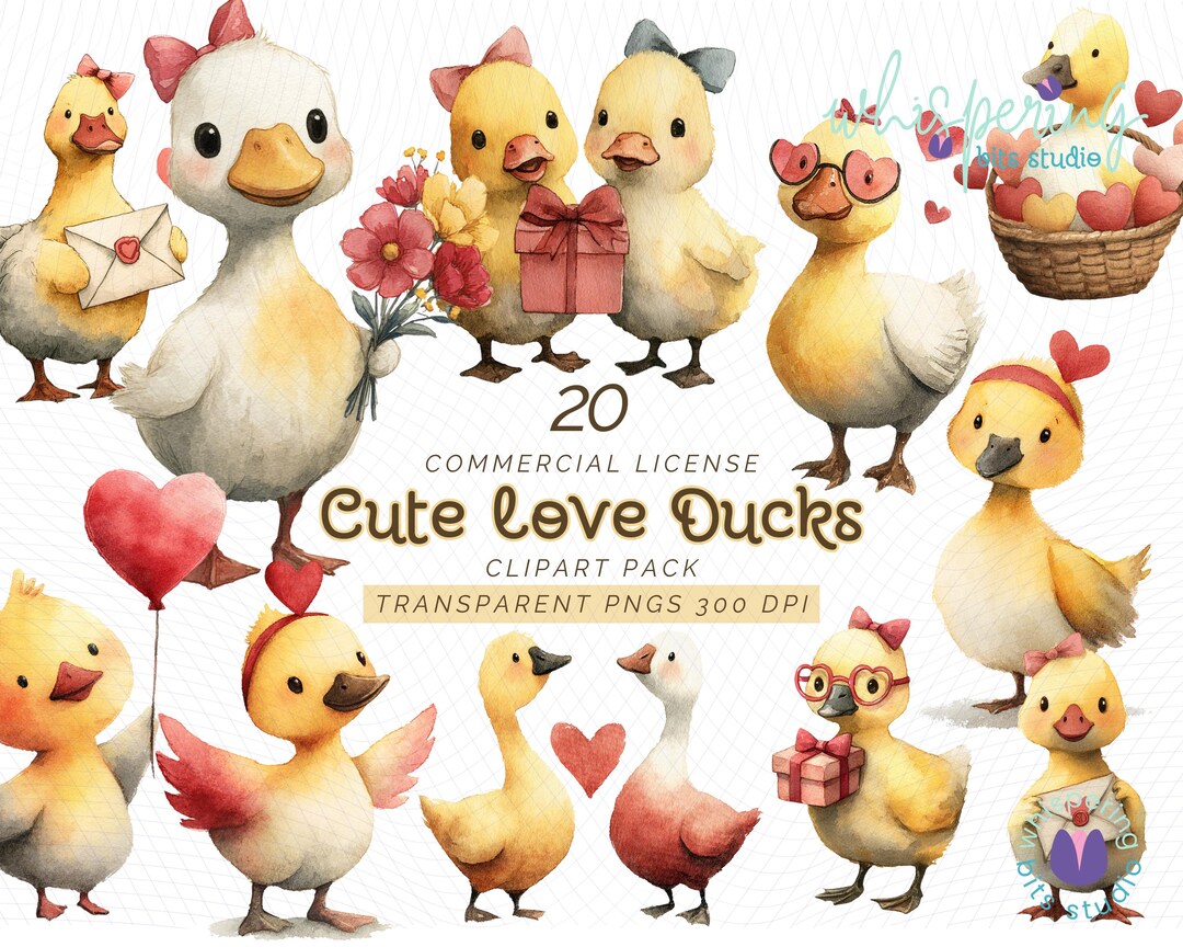 Valentine Duck PNG, Love Ducks Clipart, Valentine Animals PNG, Digital ...