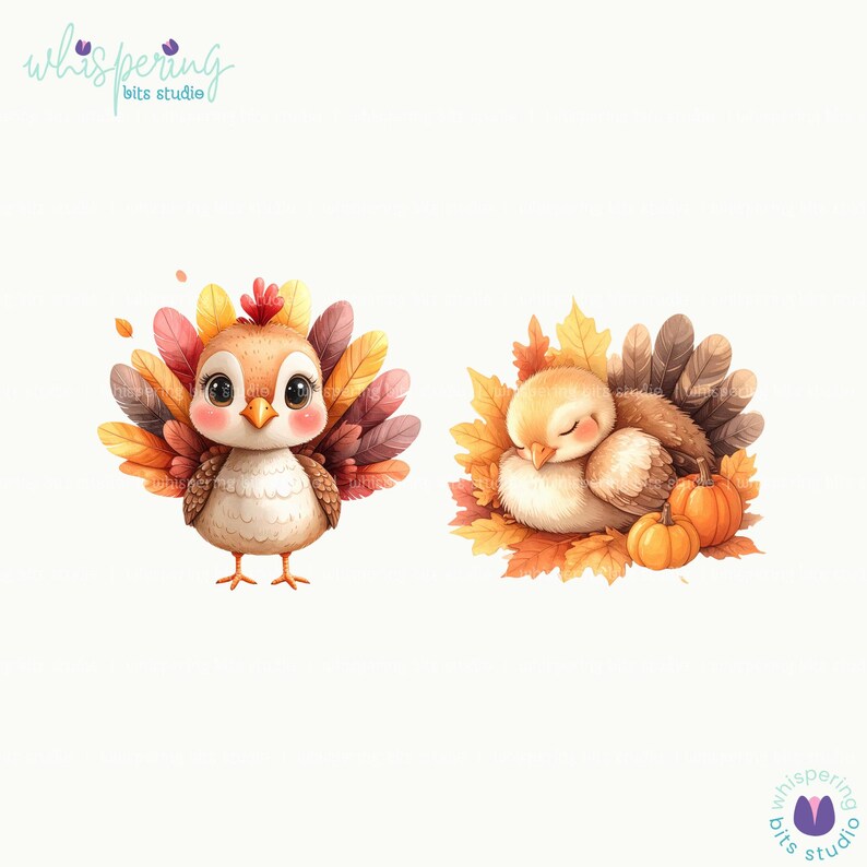 Cute Baby Turkey Clipart, Doodle Style Thanksgiving Animals, Fall ...