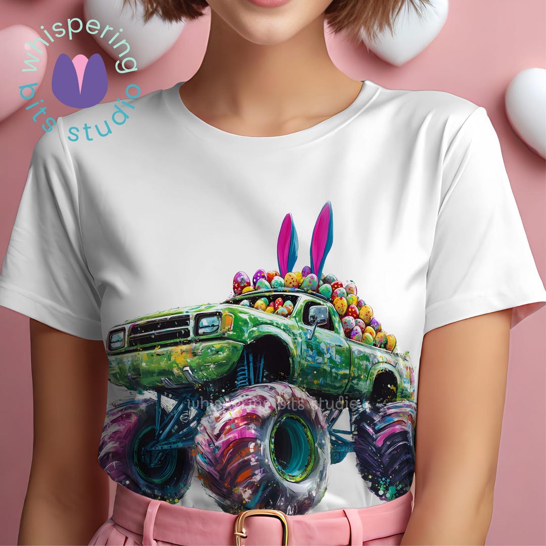 Easter Monster Truck PNG, Easter Kids Shirt, Bunny Easter, Brushstrokes ...