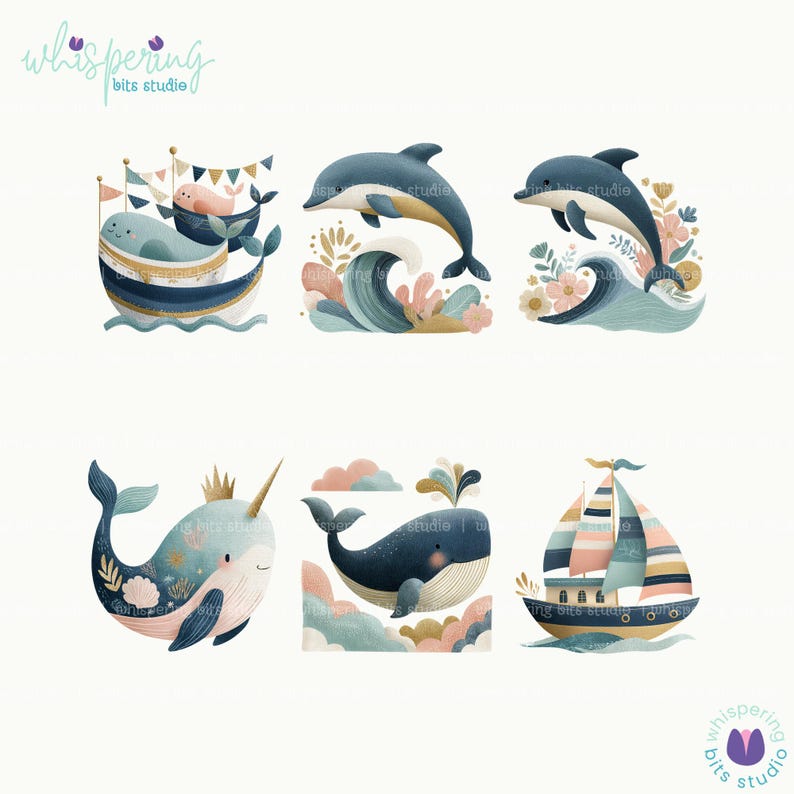Nautical Animals Clipart, Watercolor Ocean Clipart Bundle, Marine ...