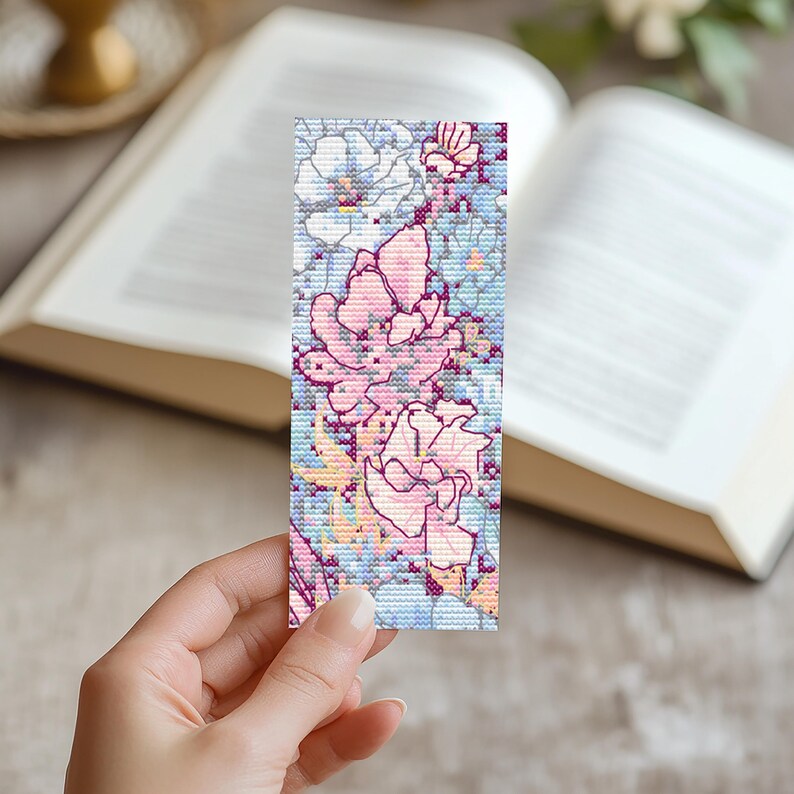 Flowers Cross Stitch Bookmark Pattern Embroidery Colorful Flower ...