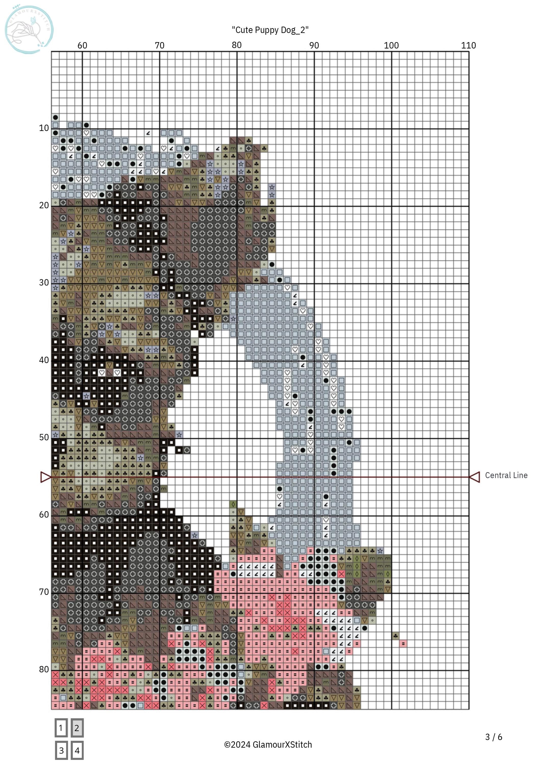 Black Cute Small Dog Cross Stitch Pattern, Cute Puppies Hand Embroidery ...