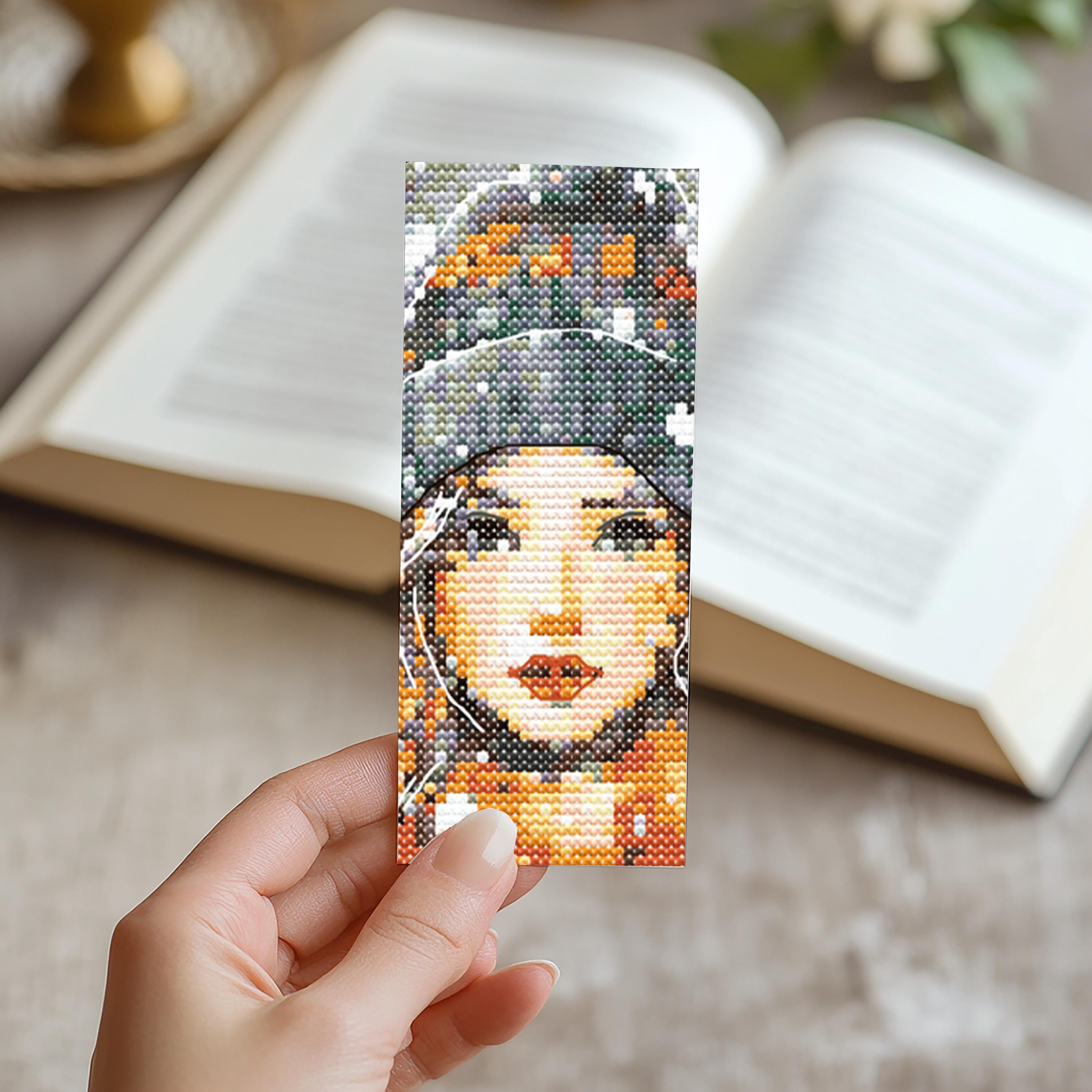 Marcador de livro em ponto cruz com tema de menina no inverno, presente ...