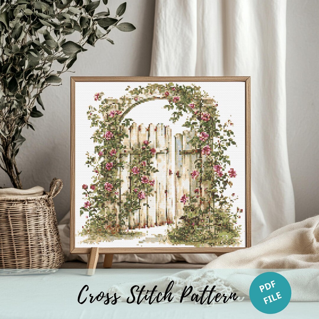 Magical Garden Gate Cross Stitch Pattern Secret Garden Embroidery ...