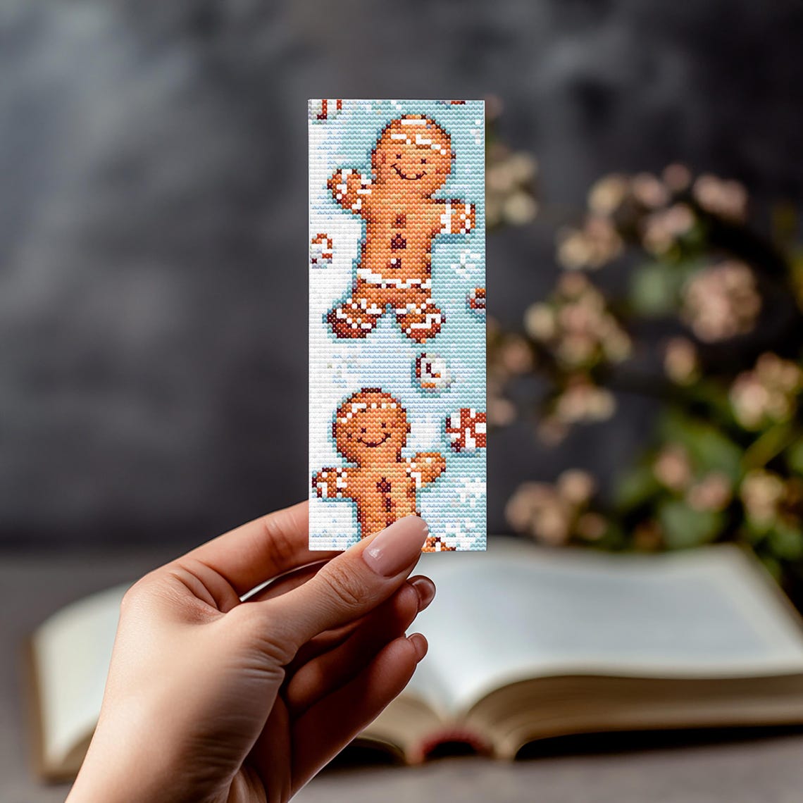 Gingerbread Man Bookmark Cross Stitch Pattern: Candy Cane Embroidery ...