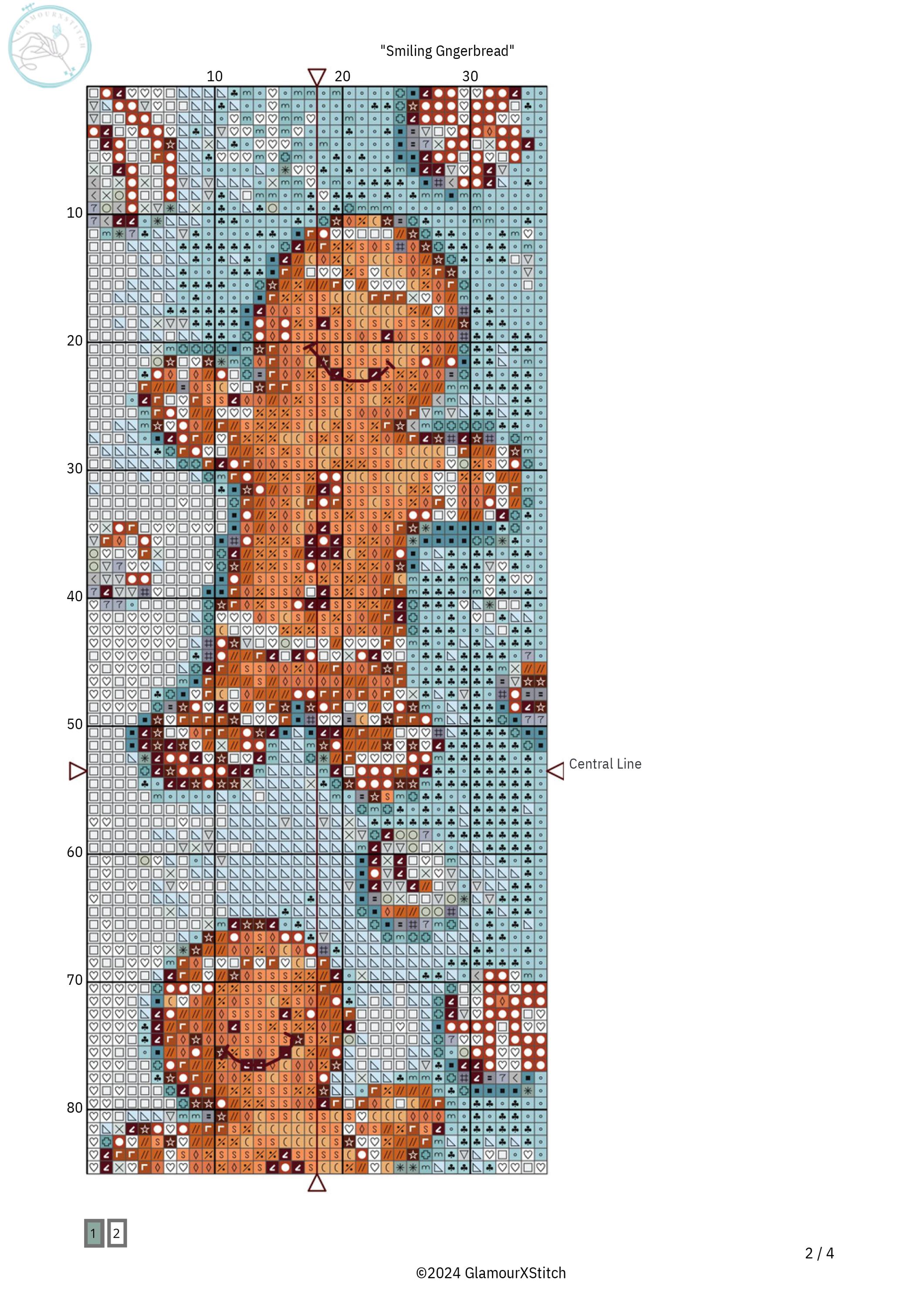 Gingerbread Man Bookmark Cross Stitch Pattern: Candy Cane Embroidery ...