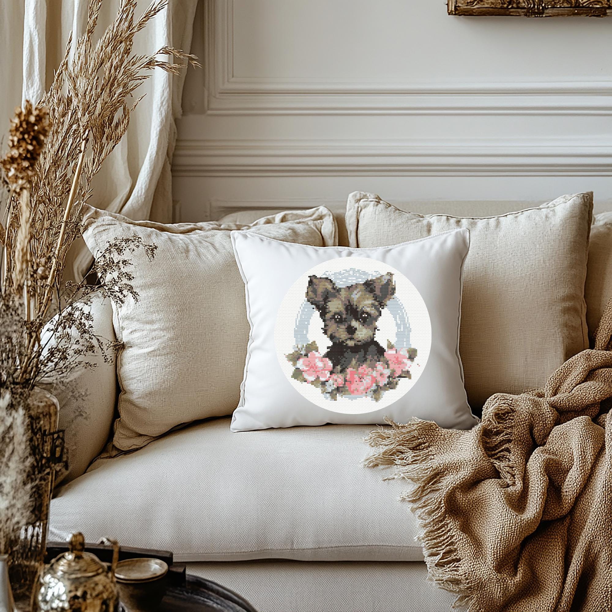 Black Cute Small Dog Cross Stitch Pattern, Cute Puppies Hand Embroidery ...