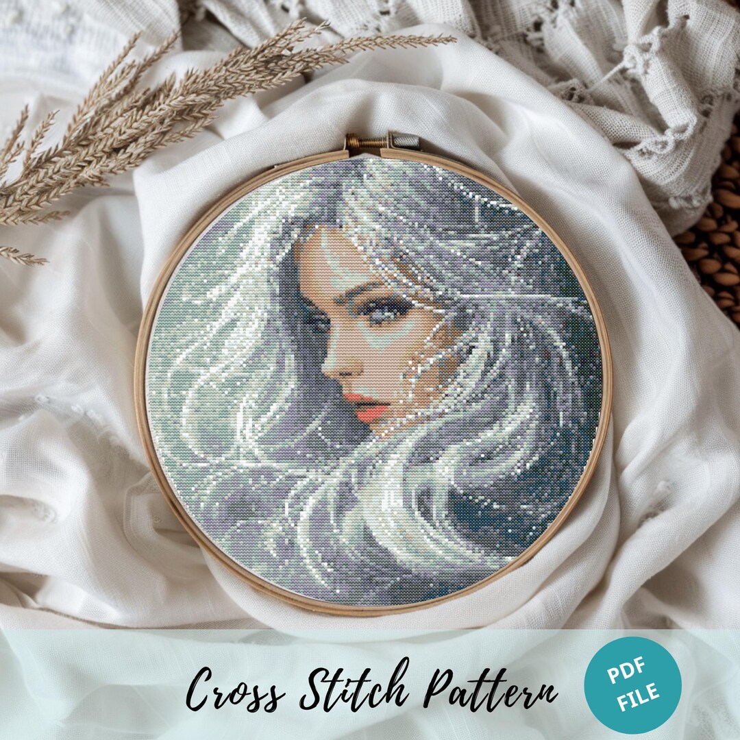 Mystical Goddess Cross Stitch Pattern, Fantasy Woman Embroidery ...