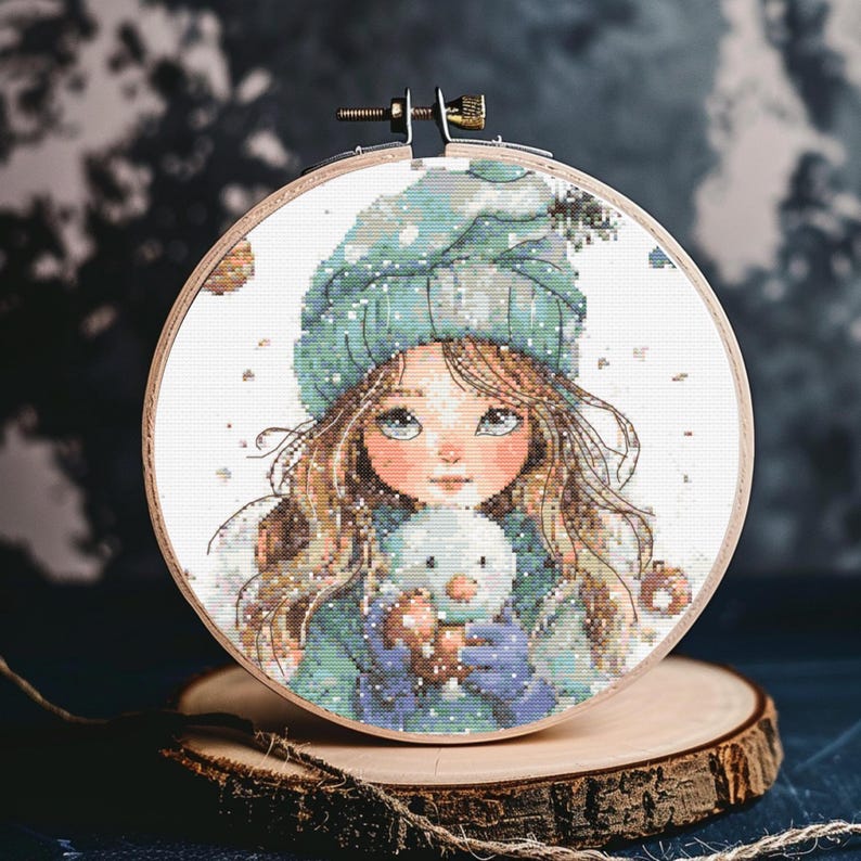 Cute Penguin Embroidery Girl Cross Stitch, Winter Cross Stitch Patterns ...
