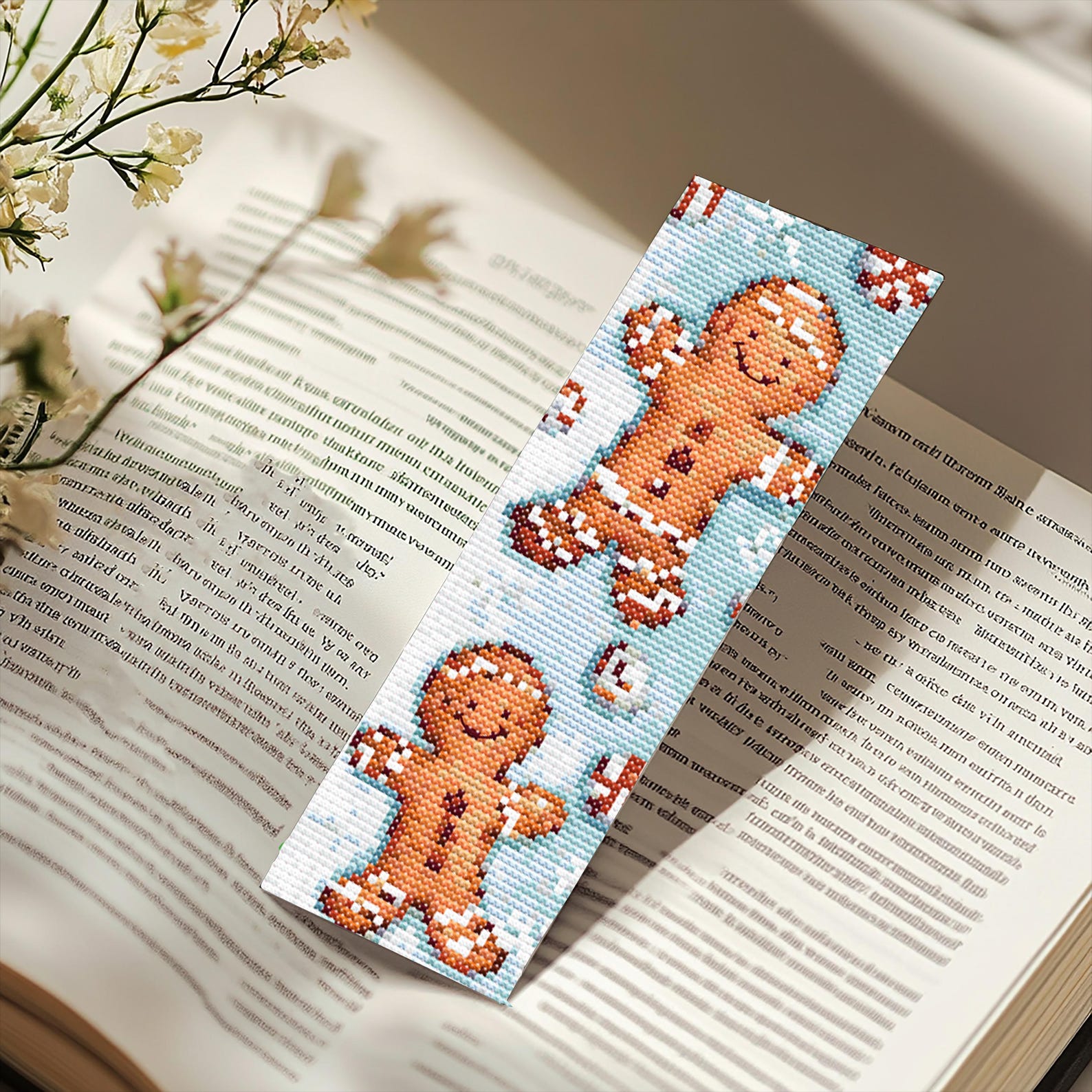 Gingerbread Man Bookmark Cross Stitch Pattern: Candy Cane Embroidery ...