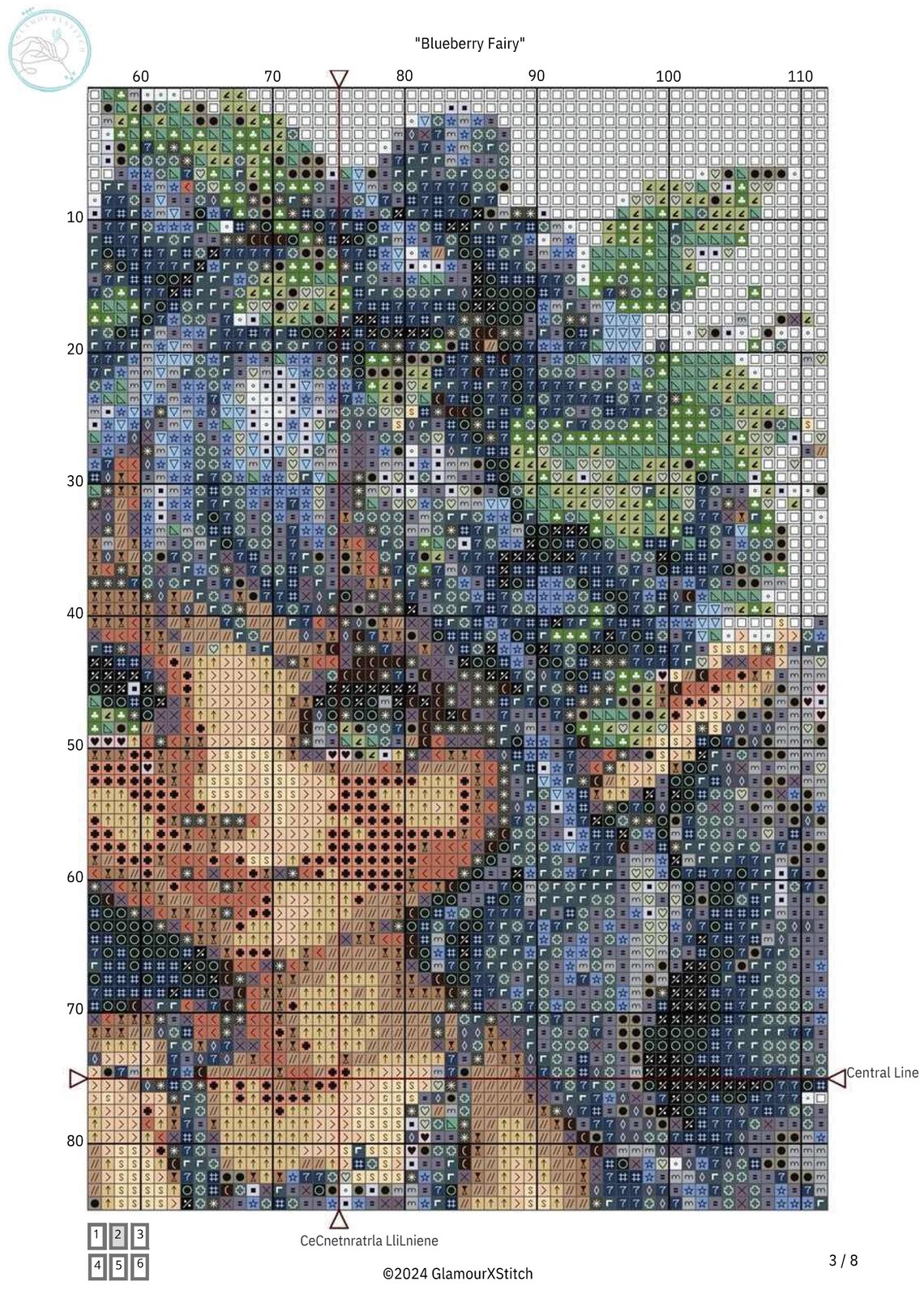Blueberry Fairy Cross Stitch Pattern, Fairy Fruit Cross Stitch Design ...