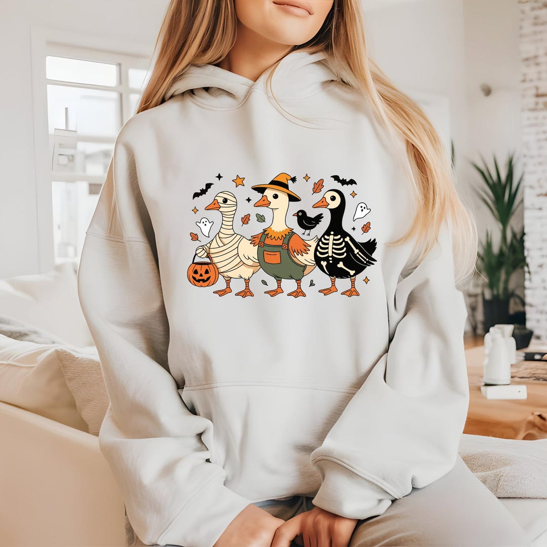 Halloween Geese Clipart PNG | Cute Goose in Costumes | Mummy, Witch ...