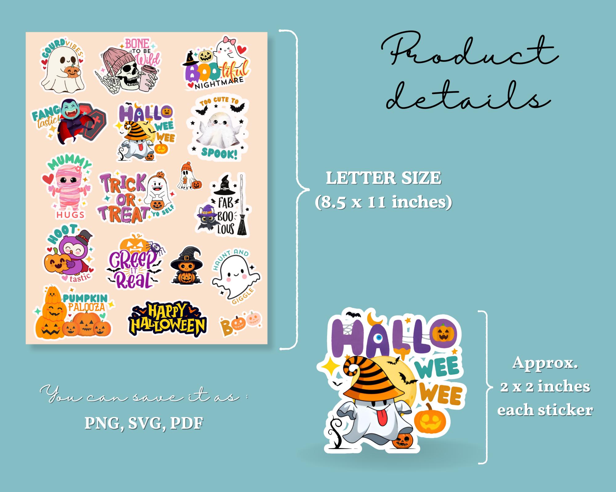 Halloween Digital Stickers Cute Spooky Halloween Stickers Witty Cute ...