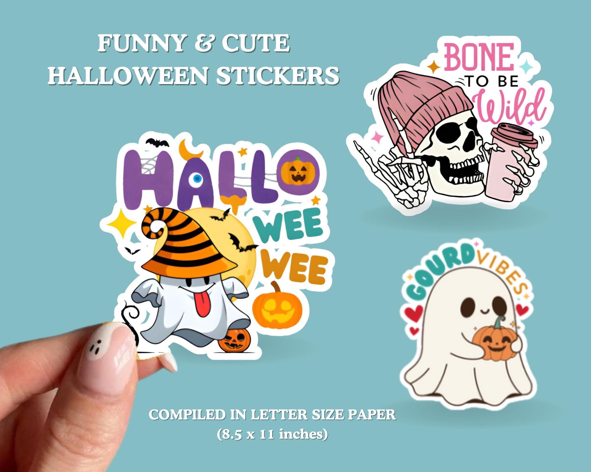 Halloween Digital Stickers Cute Spooky Halloween Stickers Witty Cute ...