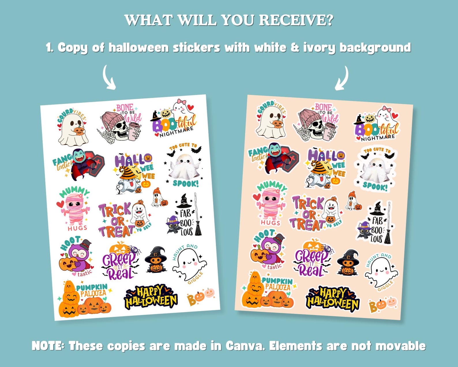 Halloween Digital Stickers Cute Spooky Halloween Stickers Witty Cute ...