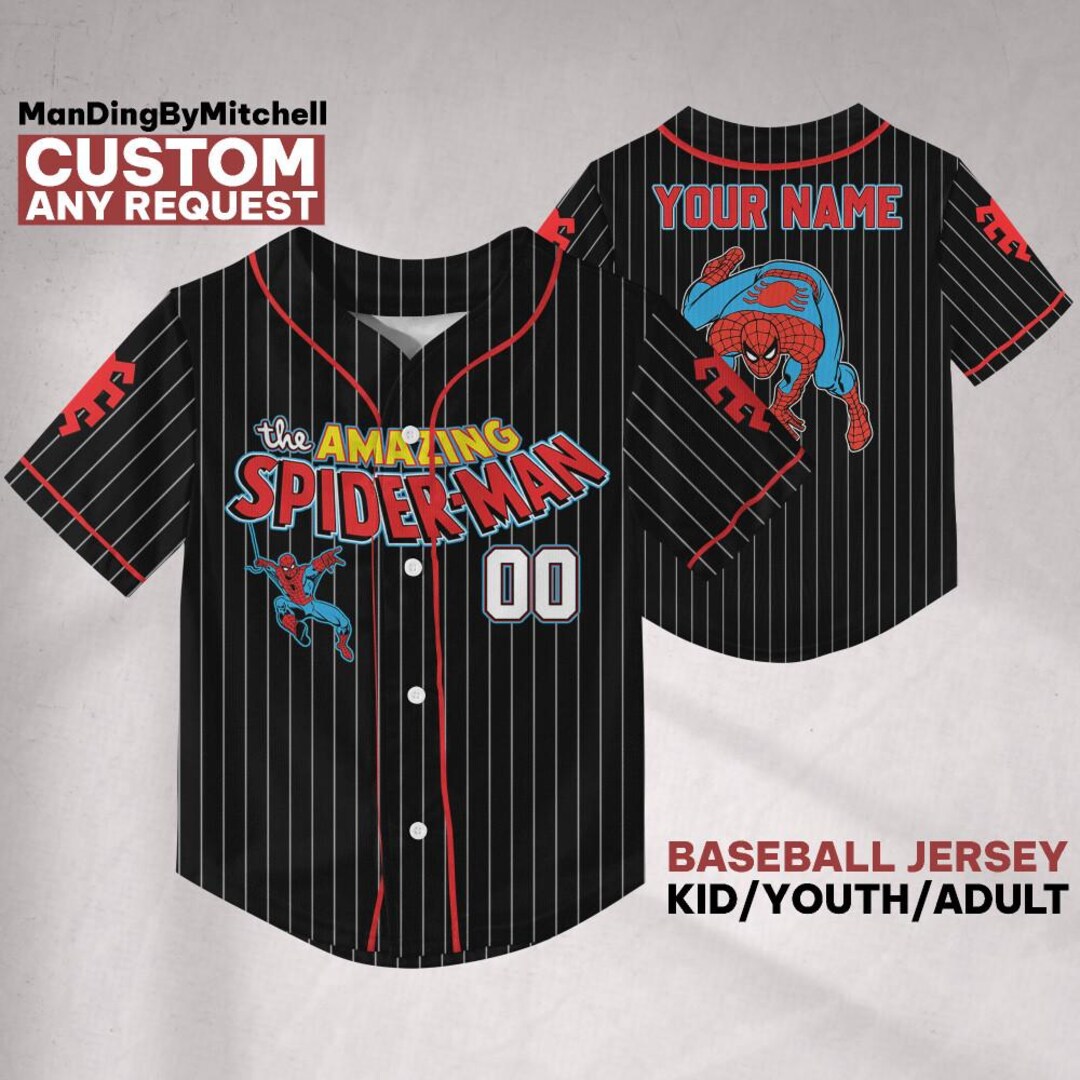 Personalized Spider Man Baseball Jersey, Vintage Superhero Jersey, the ...