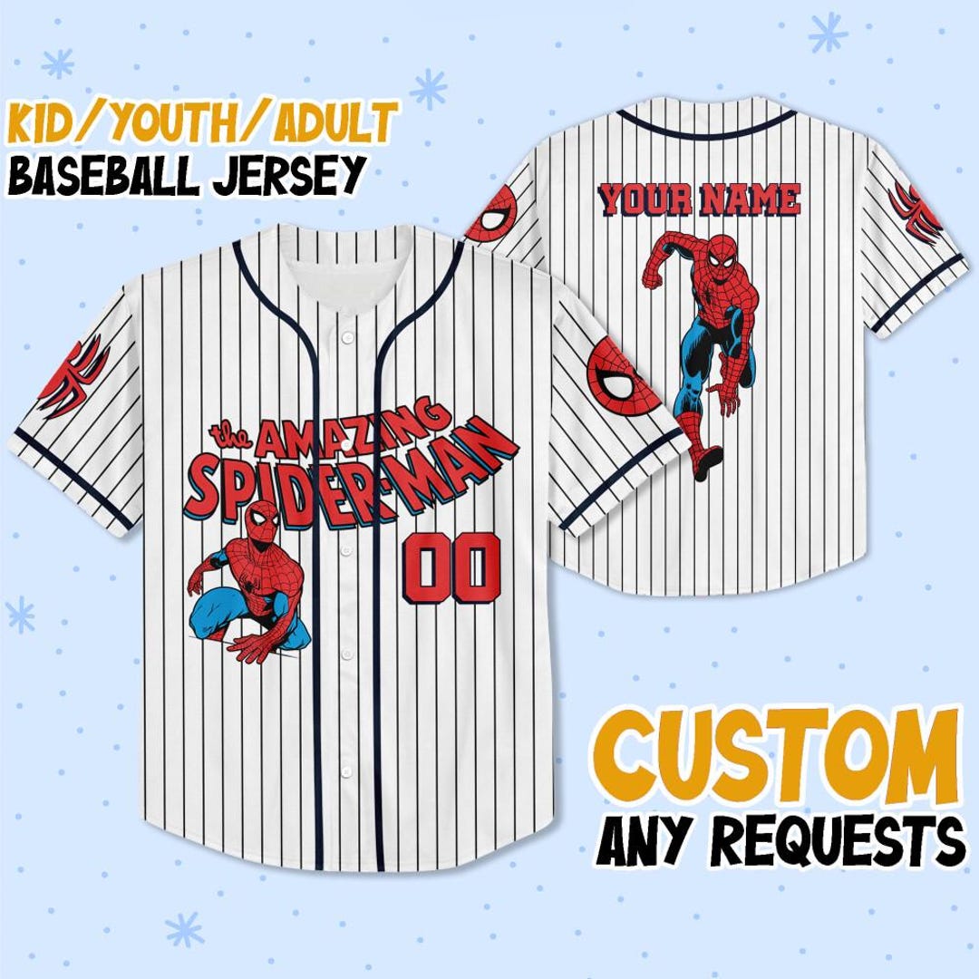 Personalized White Spider Man Baseball Jersey, Superhero Jersey, Custom ...