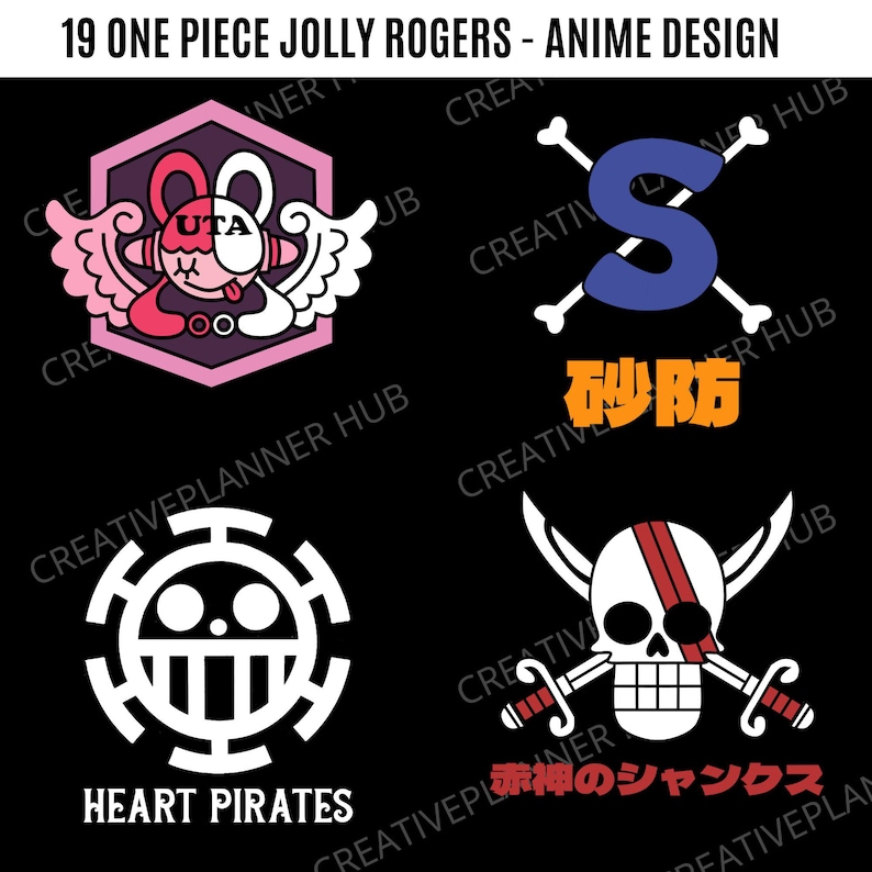 One Piece Jolly Rogers PNG Anime Designs, Commercial Use - Etsy Canada