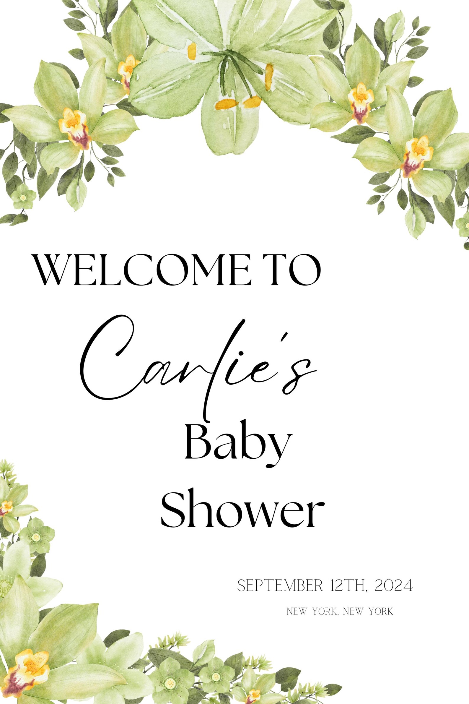 Baby Shower Welcome Sign, Flower Welcome Sign, Welcome Sign Template ...