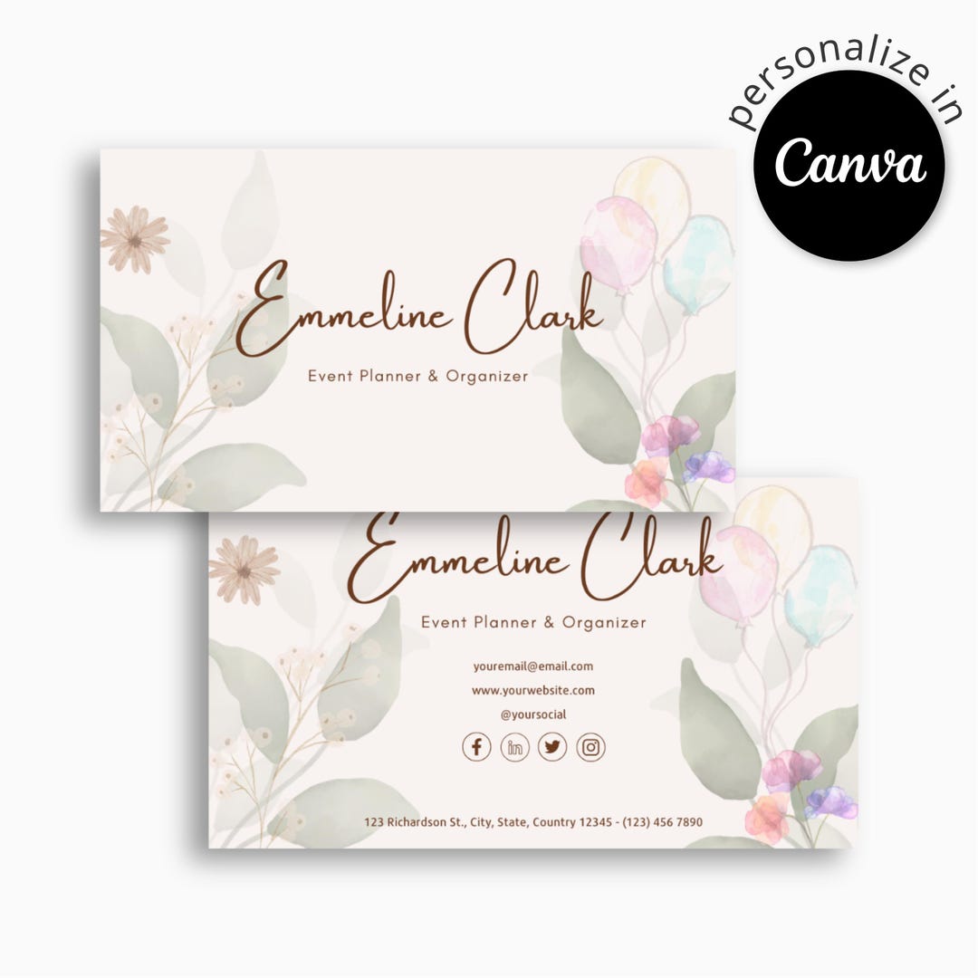 Customizable Canva Business Card, Instant Digital Card Download, Easy ...