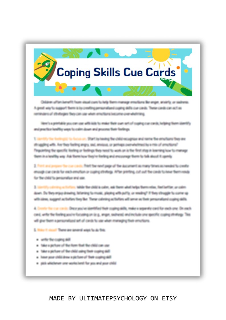 Coping Skills for Kids to Overcome Stress - Etsy