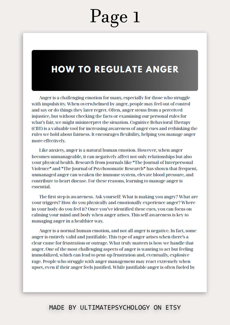 A Practical CBT Guide to Anger Management - Etsy