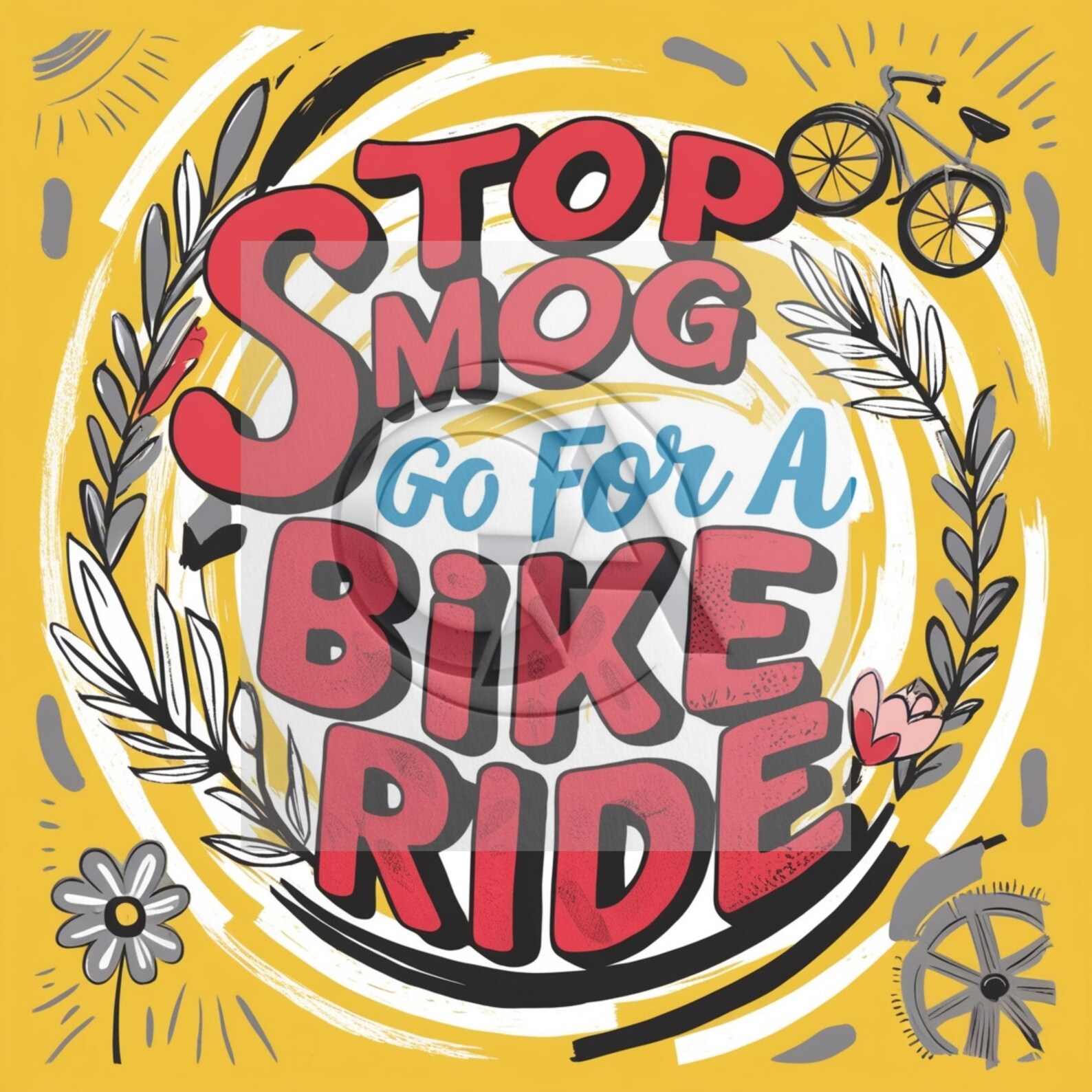 Stop Smog Go for a Bike Ride, Clipart Commercial Use - Etsy