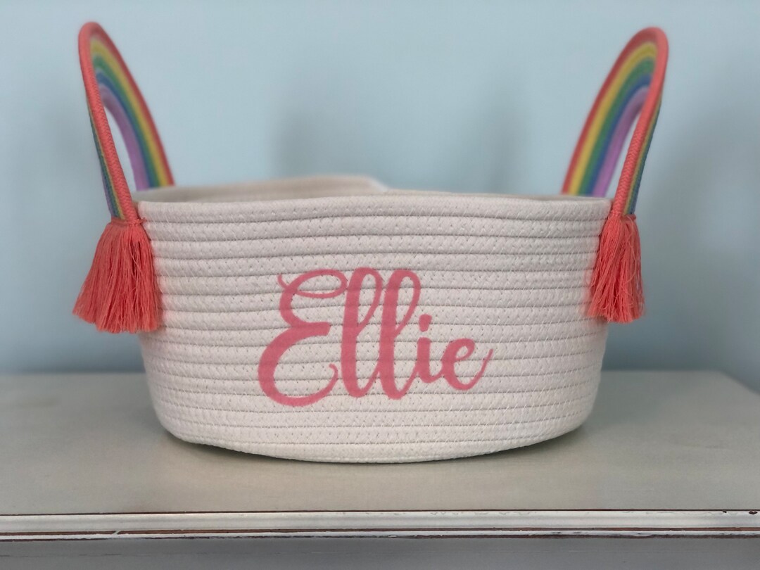 Personalized Rainbow Basket Personalized Easter Basket Kid Storage - Etsy