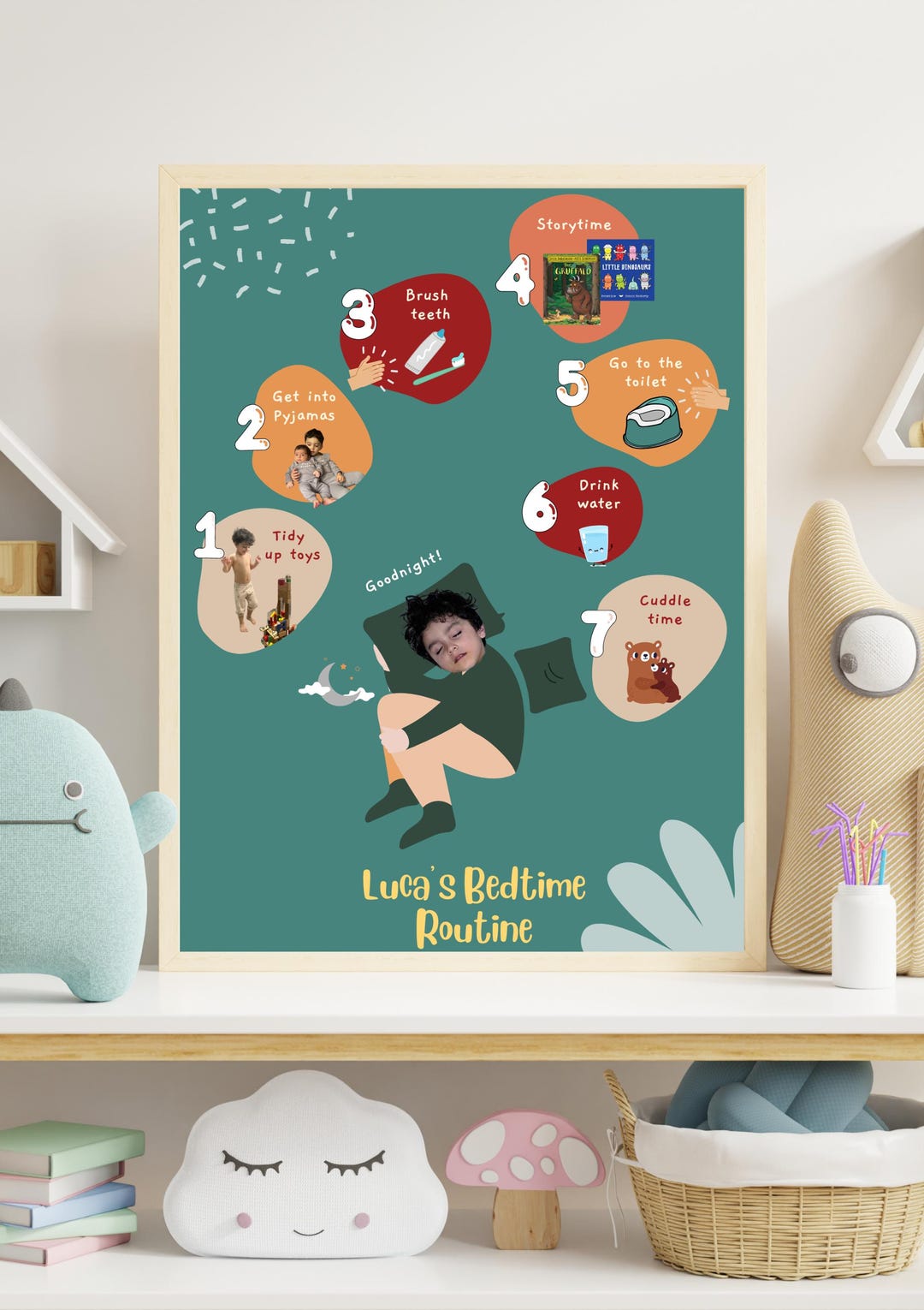 PERSONALISED Visual Bedtime Routine Poster for Children Add Your Child ...