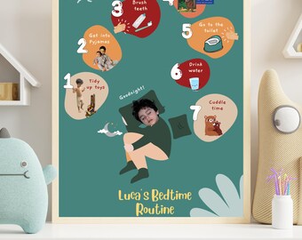 PERSONALISED Visual Bedtime Routine Poster for Children Add Your Child ...