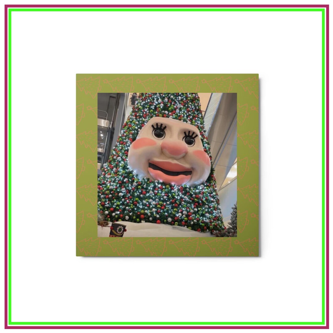 Cursed Christmas Tree Metal Print – Creepy Holiday Face Decor, Weird ...