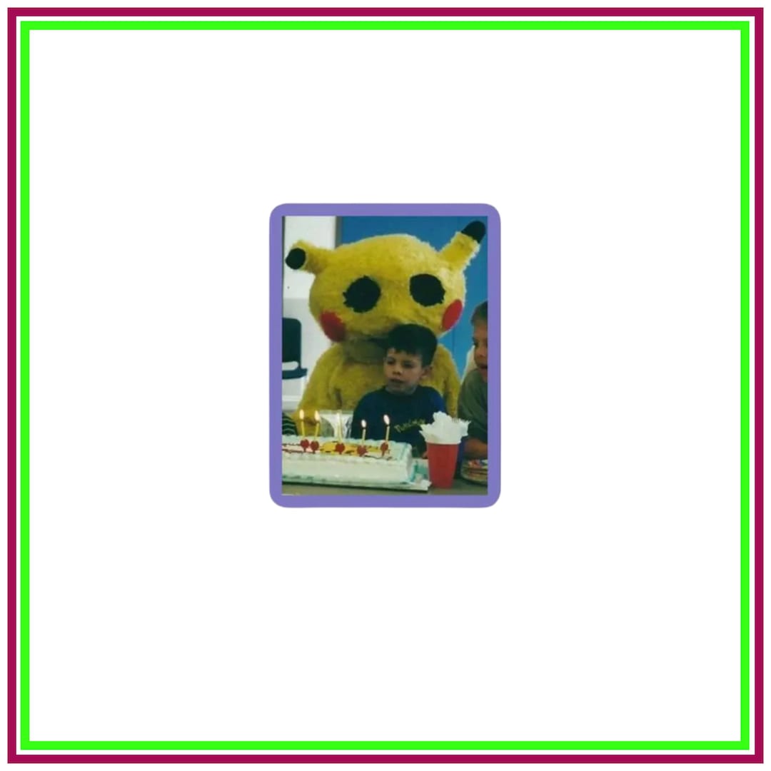 Cursed Pikachu Birthday Sticker – Weirdcore Party Gag Gift - Etsy