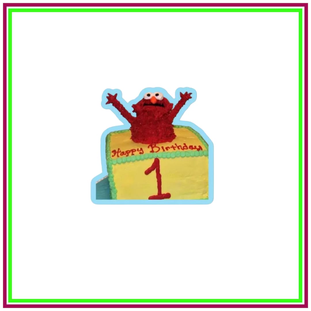 Cursed Elmo Birthday Cake Sticker – Funny Weirdcore Gift (3x3) - Etsy