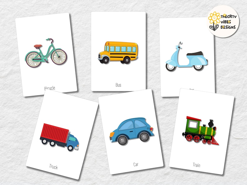 Montessori Vehicles Flashcards Printable for Preschool Activities | 3 ...