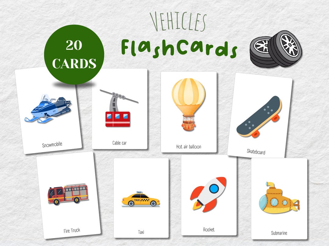 Montessori Vehicles Flashcards Printable for Preschool Activities 3 ...