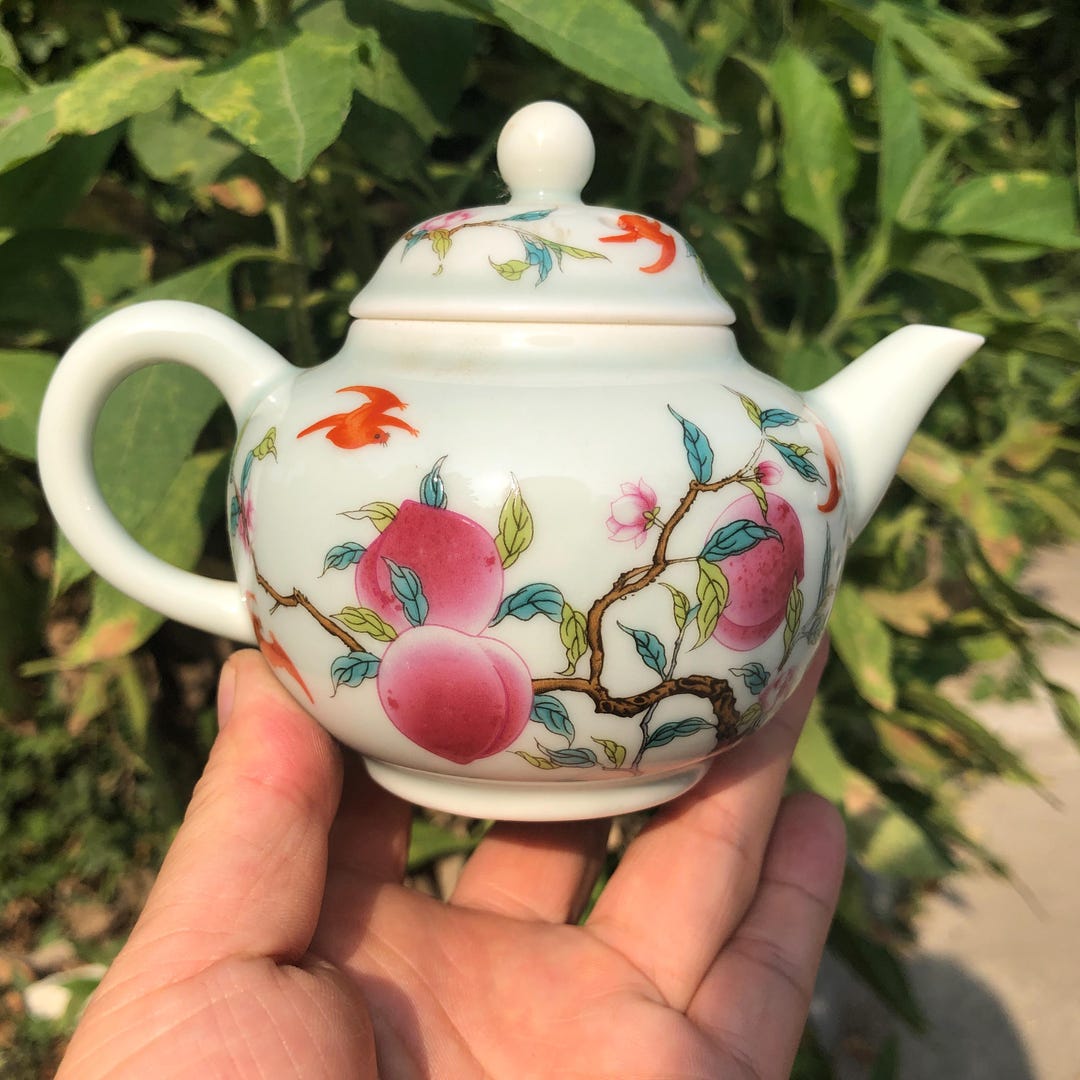 Vintage Ceramic Old Porcelain Hand Painted Peach and Bat Pattern Small ...